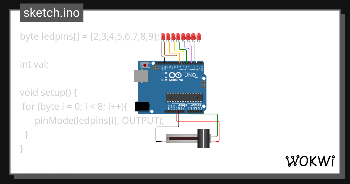 Potentiometer Led Display Wokwi Esp32 Stm32 Arduino Simulator 7134