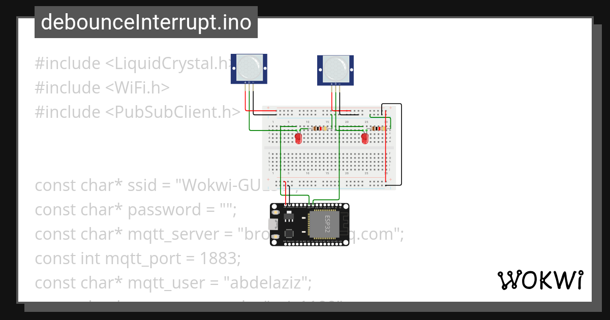 bidirectionnel visitor counter - Wokwi Arduino and ESP32 Simulator