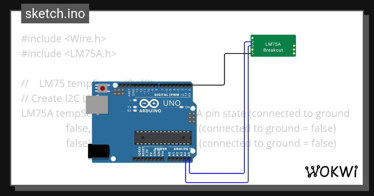 Temperatur mit LM75 unter Arduino seriell ausgeben copy - Wokwi ESP32, STM32, Arduino Simulator