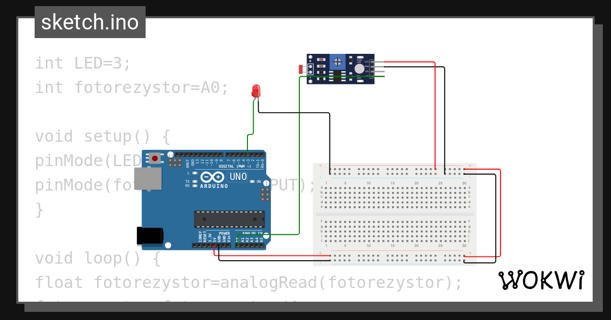 7 Fotorezystor I Jasno Ciemno Dioda Wokwi Esp32 Stm32 Arduino Simulator 3506