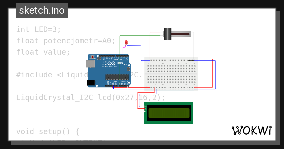 9 Potencjometr Led I Wysiwetlacz Regulacja Wokwi Esp32 Stm32 Arduino Simulator