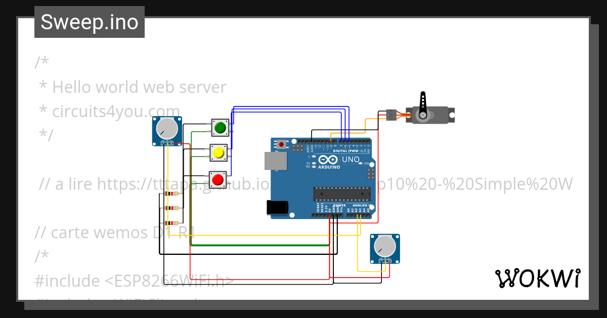 control servo soir - Wokwi ESP32, STM32, Arduino Simulator