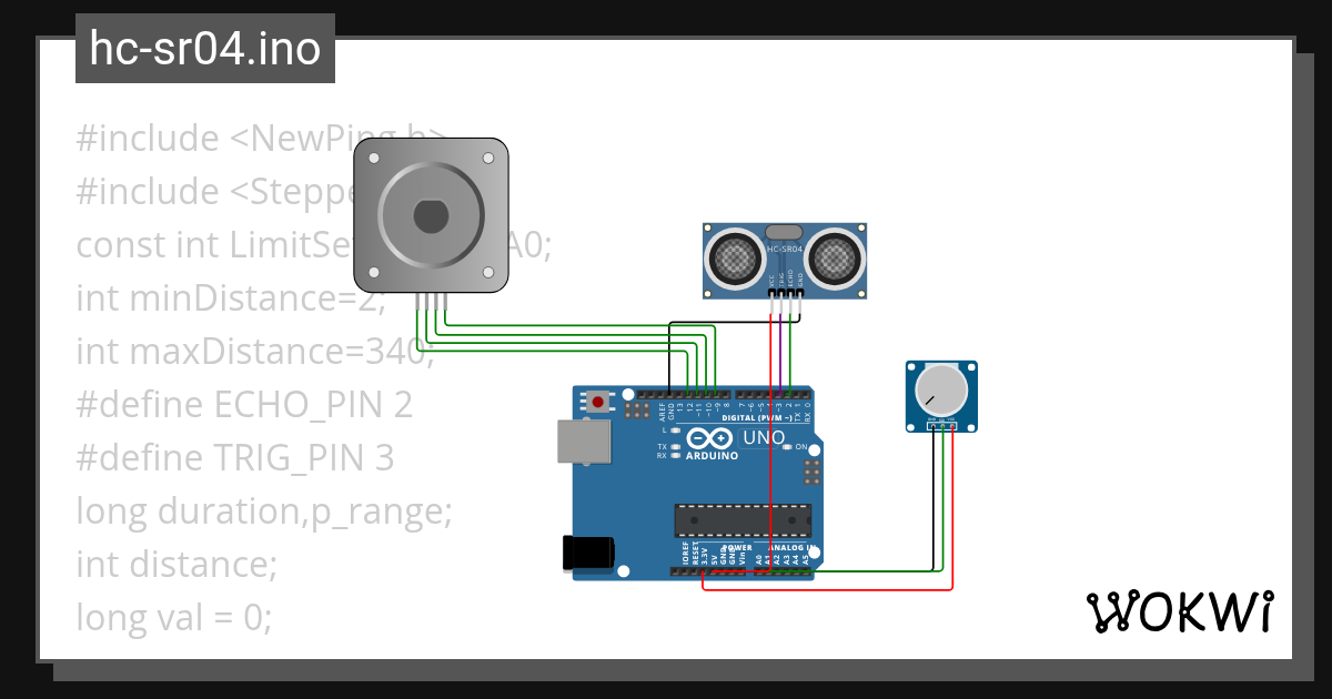UltrasonicSensor+SpeedSensor+StepperMotor copy - Wokwi ESP32, STM32, Arduino Simulator