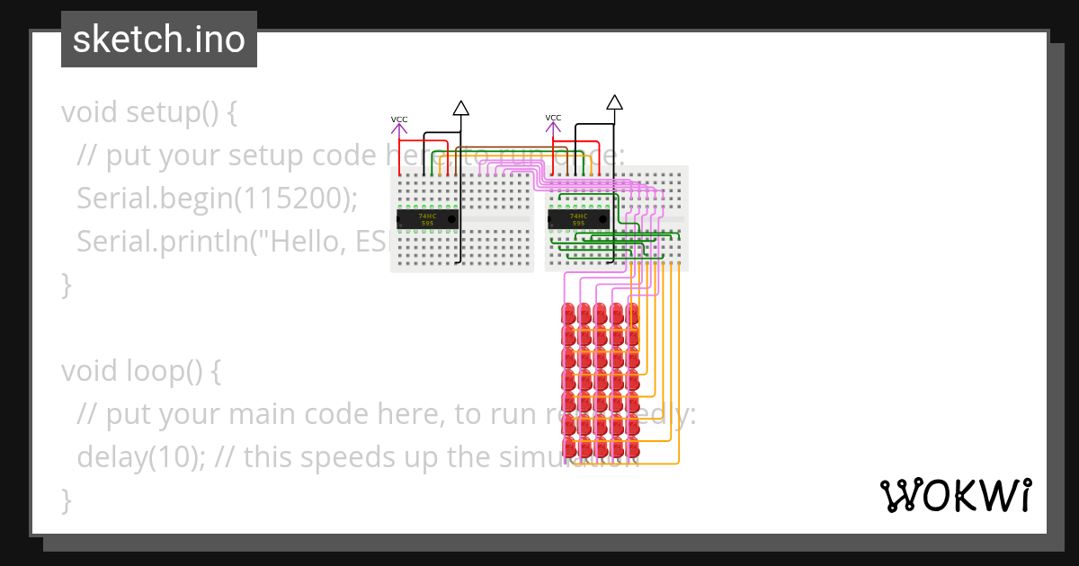 5x7DotMatrixDisplay - Wokwi ESP32, STM32, Arduino Simulator
