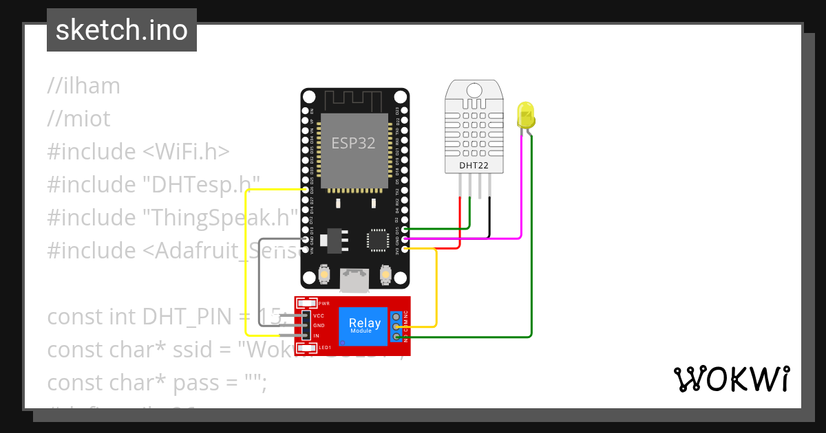Ilham ESP32 & DHT22 - Wokwi ESP32, STM32, Arduino Simulator