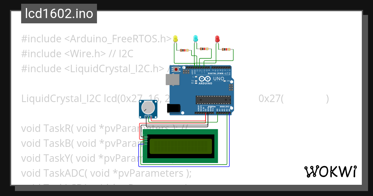 lcd1602.ino - Wokwi ESP32, STM32, Arduino Simulator