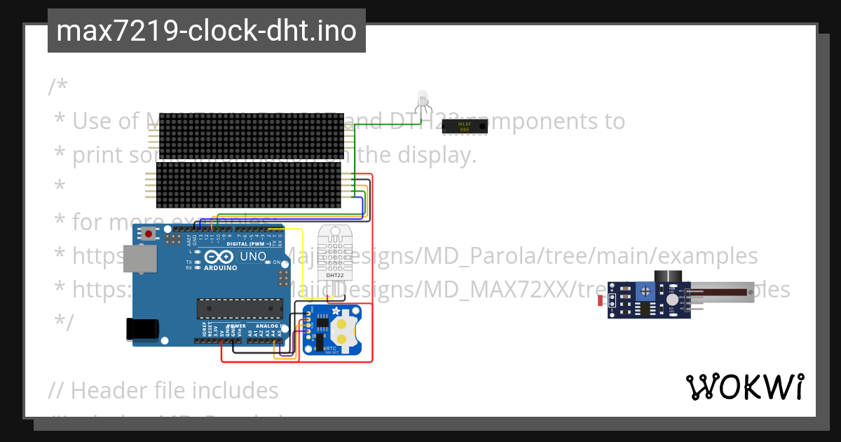 max7219-clock-dht.ino - Wokwi ESP32, STM32, Arduino Simulator