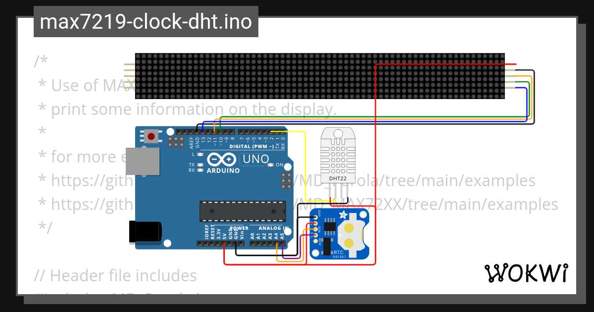 max7219-clock-dht.ino - Wokwi ESP32, STM32, Arduino Simulator