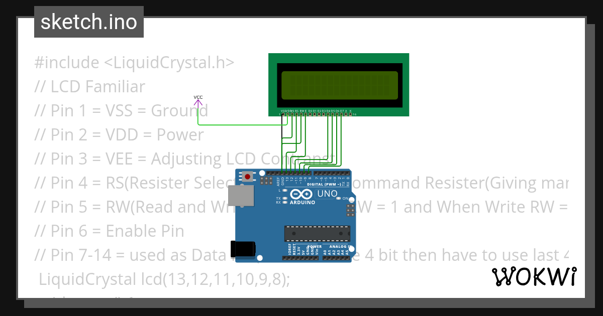 Use of LCD Display - Wokwi ESP32, STM32, Arduino Simulator