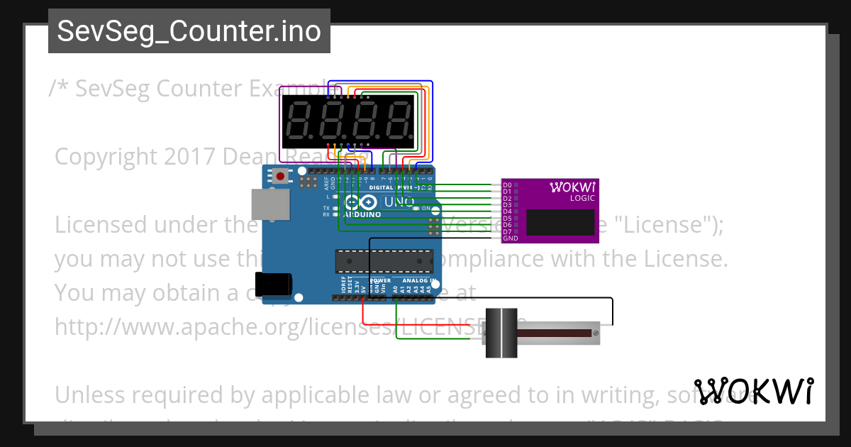 SevSeg_Counter.ino copy - Wokwi ESP32, STM32, Arduino Simulator SevSeg_Counter.ino copy - Wokwi ESP32, STM32, Arduino Simulator