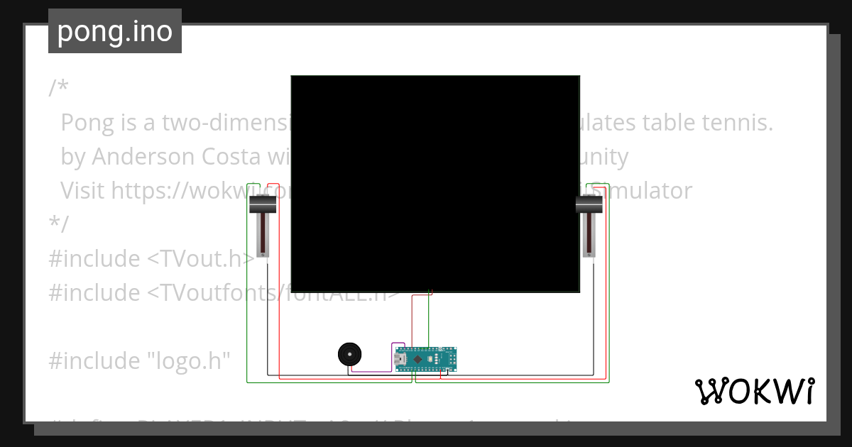 pong.ino - Wokwi Arduino and ESP32 Simulator