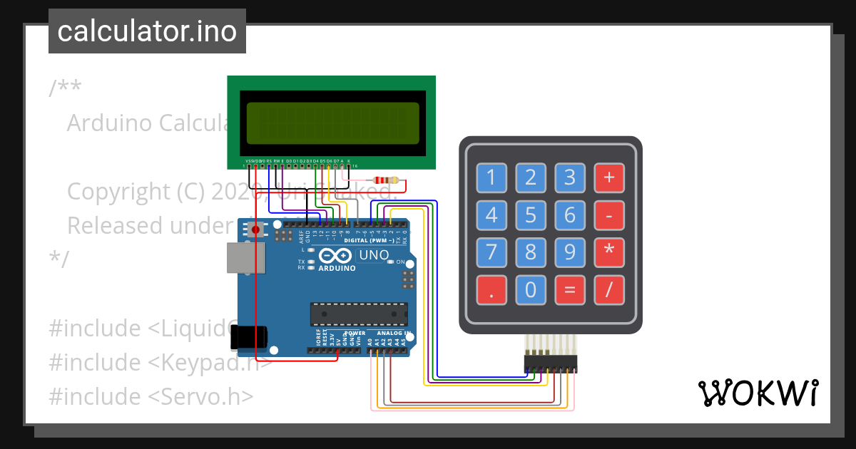 calculator.ino - Wokwi ESP32, STM32, Arduino Simulator