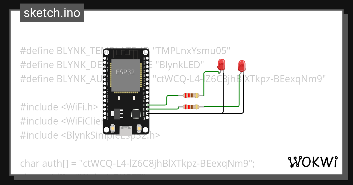 Led 2 หลอด Wokwi Esp32 Stm32 Arduino Simulator 9223