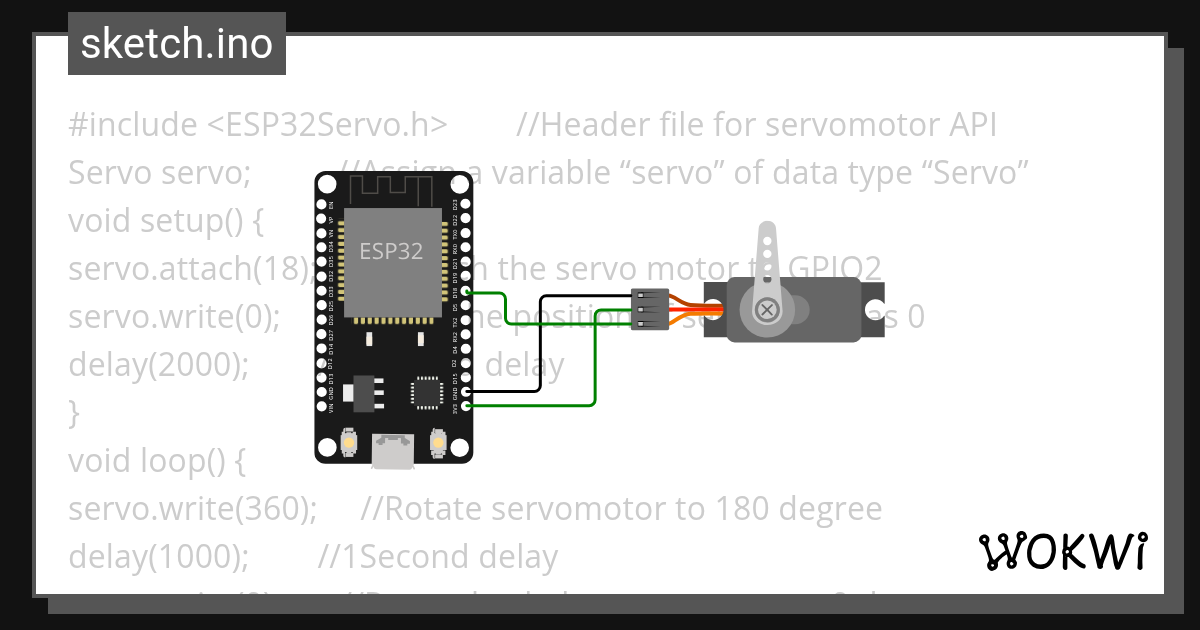 servo motor - Wokwi ESP32, STM32, Arduino Simulator
