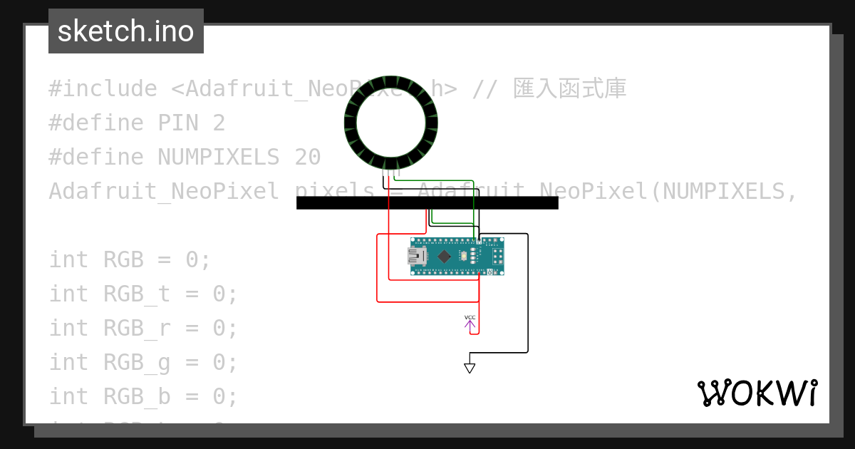 Ws2812 圓環 20燈 Wokwi Esp32 Stm32 Arduino Simulator 0852