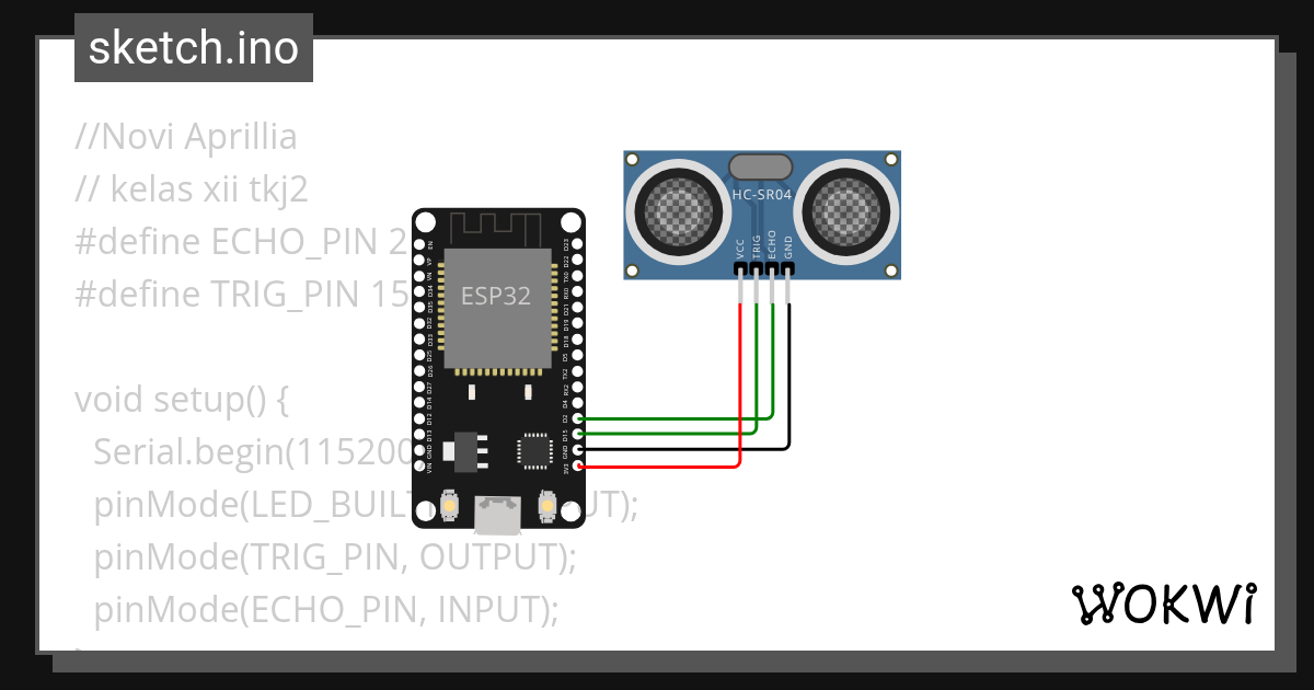 Sensor Jarak Wokwi Esp32 Stm32 Arduino Simulator 