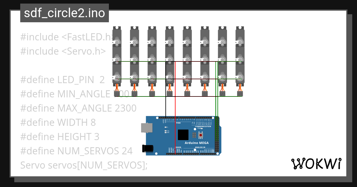 Sine Servos Matrix [8x3] - Wokwi ESP32, STM32, Arduino Simulator
