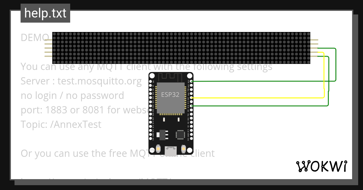 MQTT output - Wokwi ESP32, STM32, Arduino Simulator
