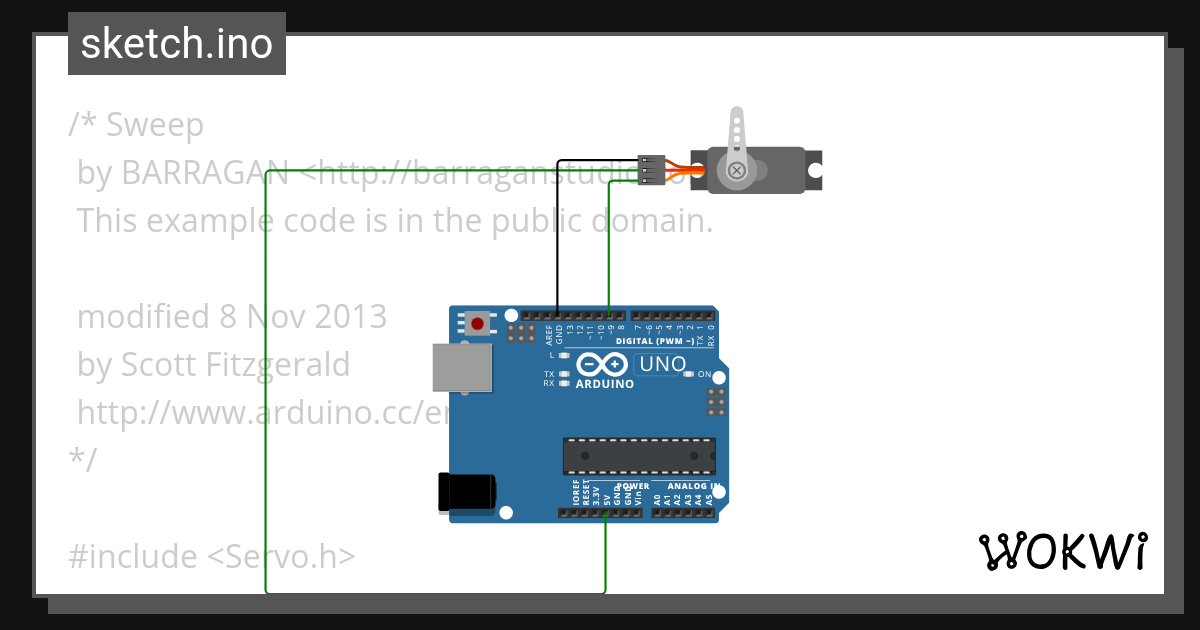 Sweep_Servo - Wokwi ESP32, STM32, Arduino Simulator