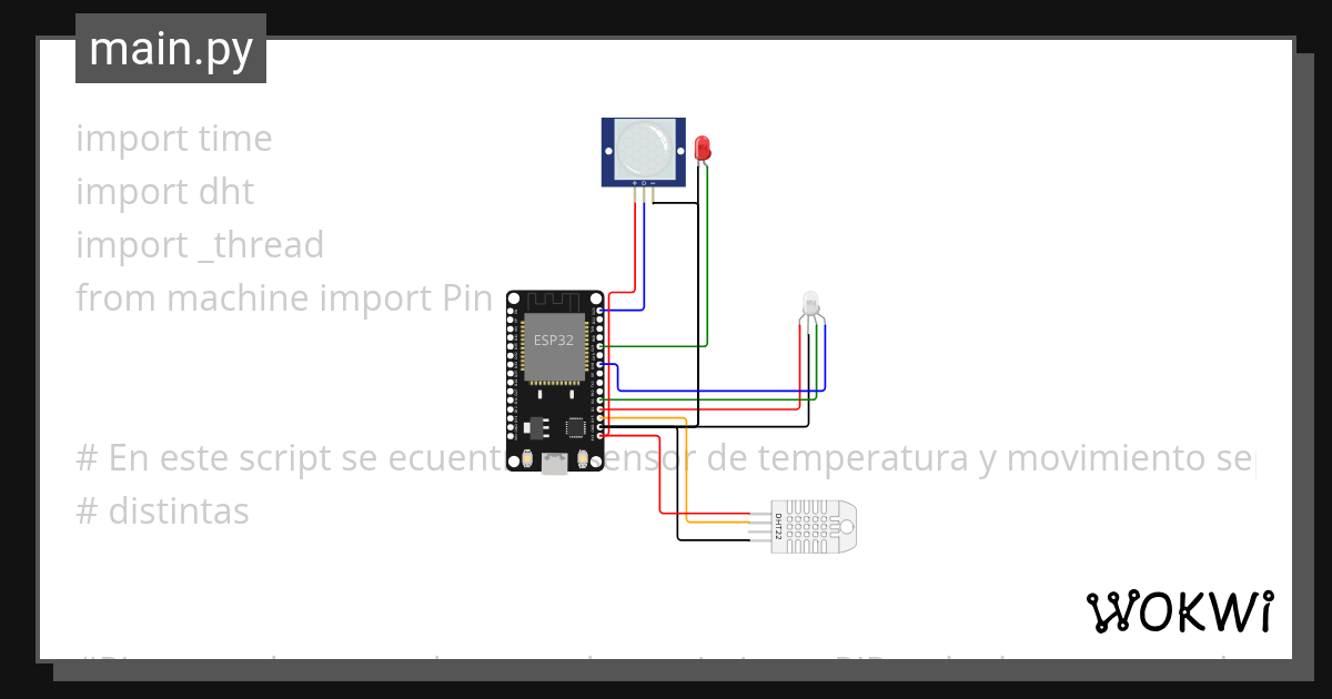 Temperatura y movimiento 2 hilos con _thread - Wokwi ESP32, STM32, Arduino Simulator