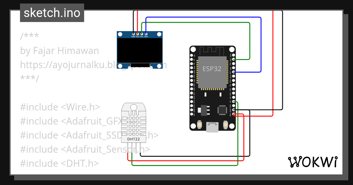 ESP32 OLED + DHT22 copy - Wokwi ESP32, STM32, Arduino Simulator