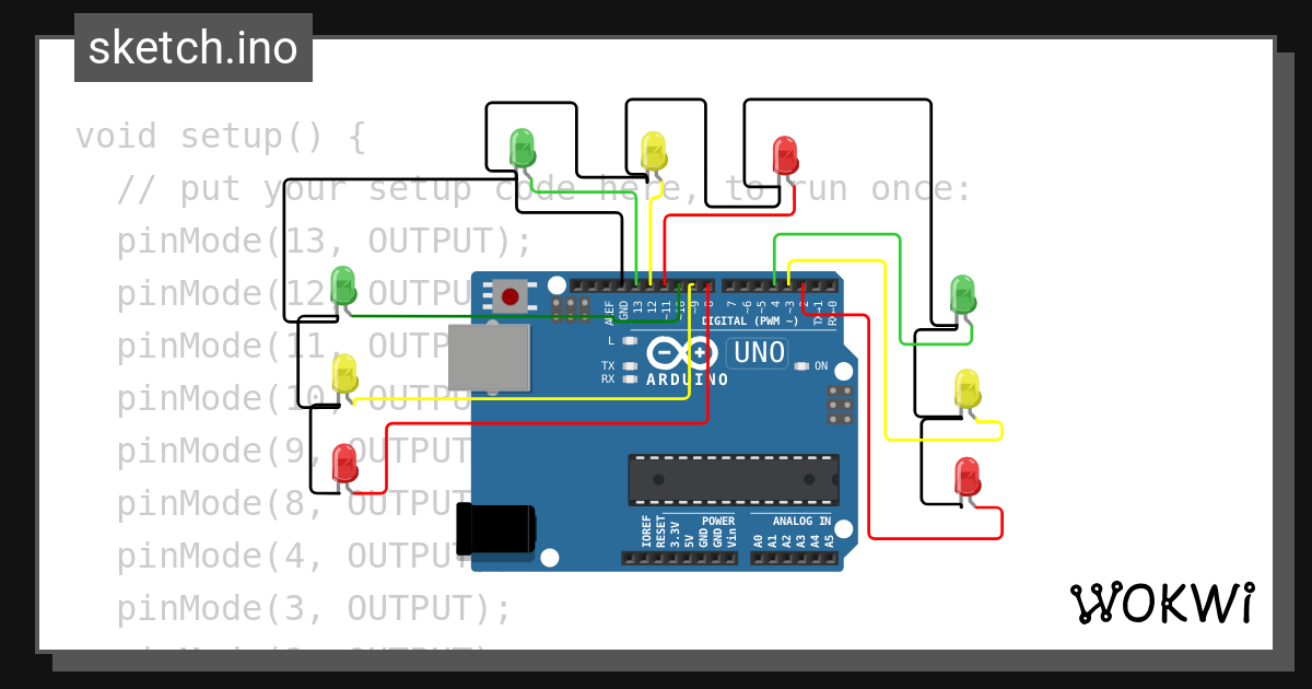 Semaforo 3x3 Nuevo Wokwi Esp32 Stm32 Arduino Simulator 9013