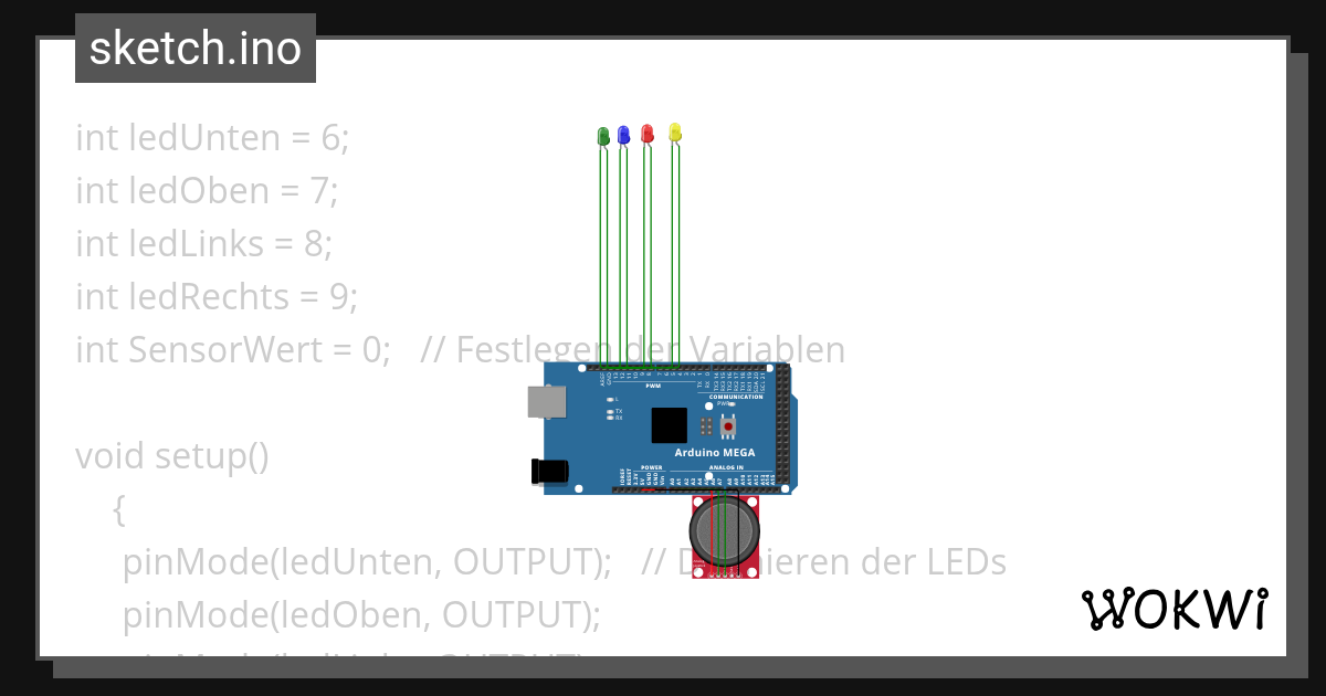 joystick 4led pos - Wokwi ESP32, STM32, Arduino Simulator