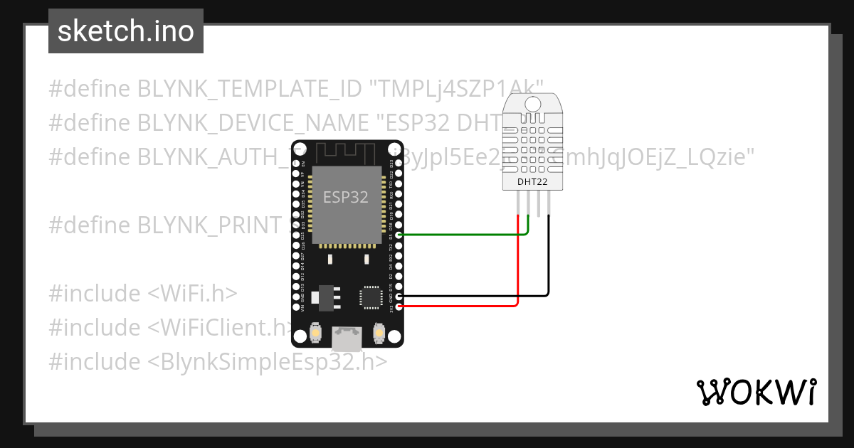 Monitoring suhu kelembapan Blynk - Wokwi ESP32, STM32, Arduino Simulator