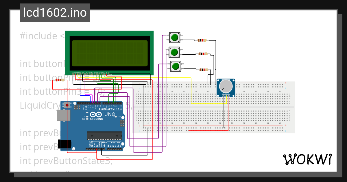 lcd1602.ino copy - Wokwi ESP32, STM32, Arduino Simulator