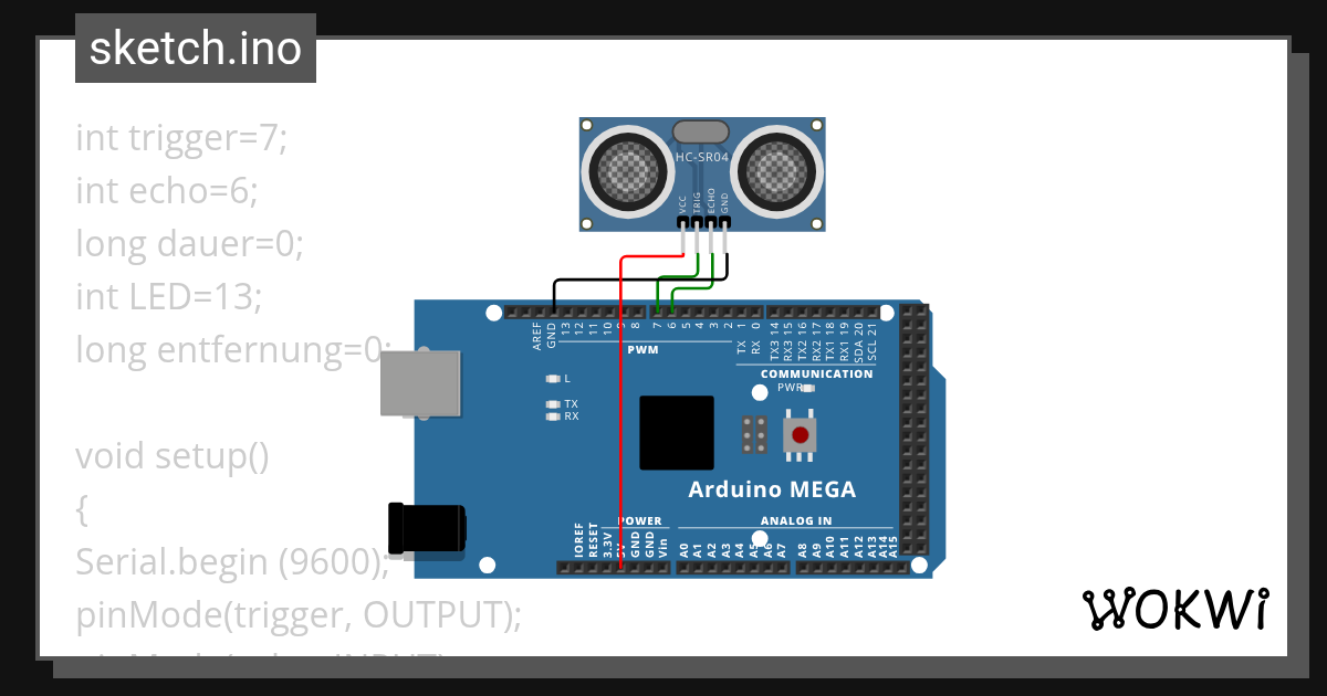 Abstandssensor Wokwi Esp32 Stm32 Arduino Simulator 