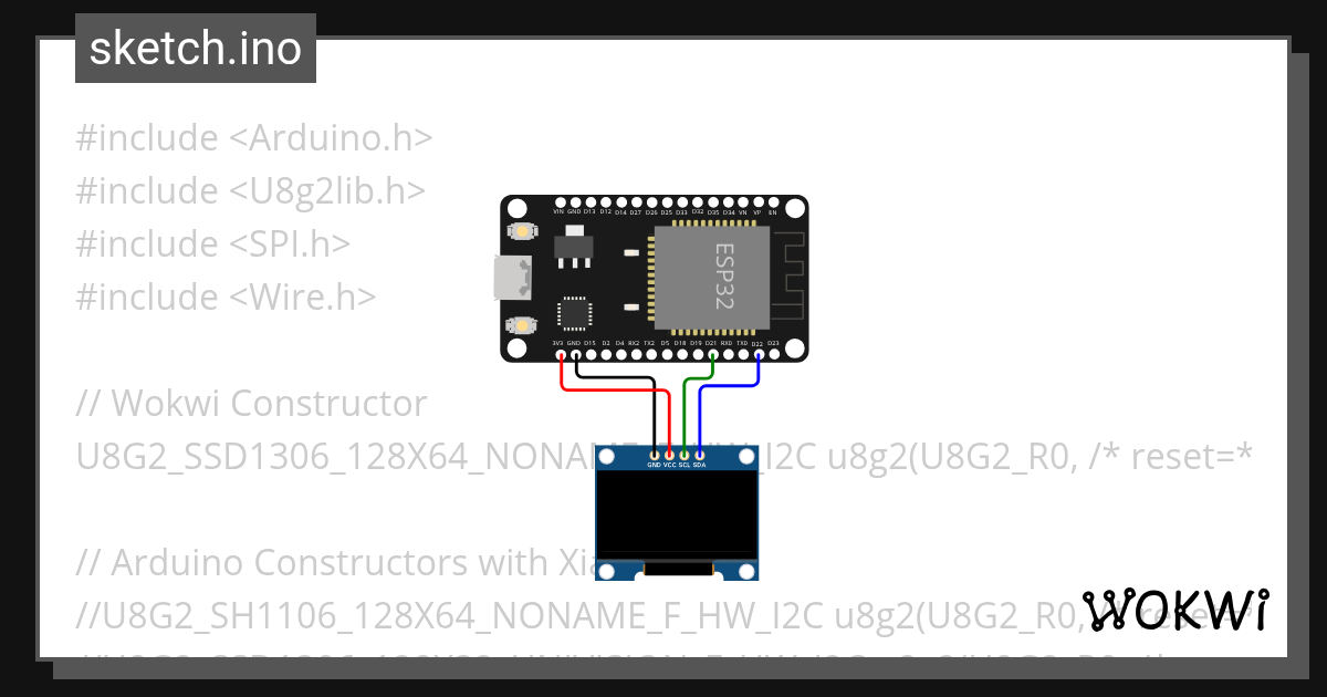 OLED Tester - Wokwi ESP32, STM32, Arduino Simulator
