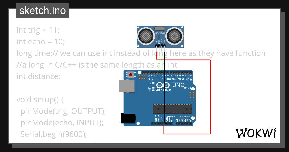 Ultrasonic sensor interfacing with Arduino - Wokwi ESP32, STM32, Arduino Simulator
