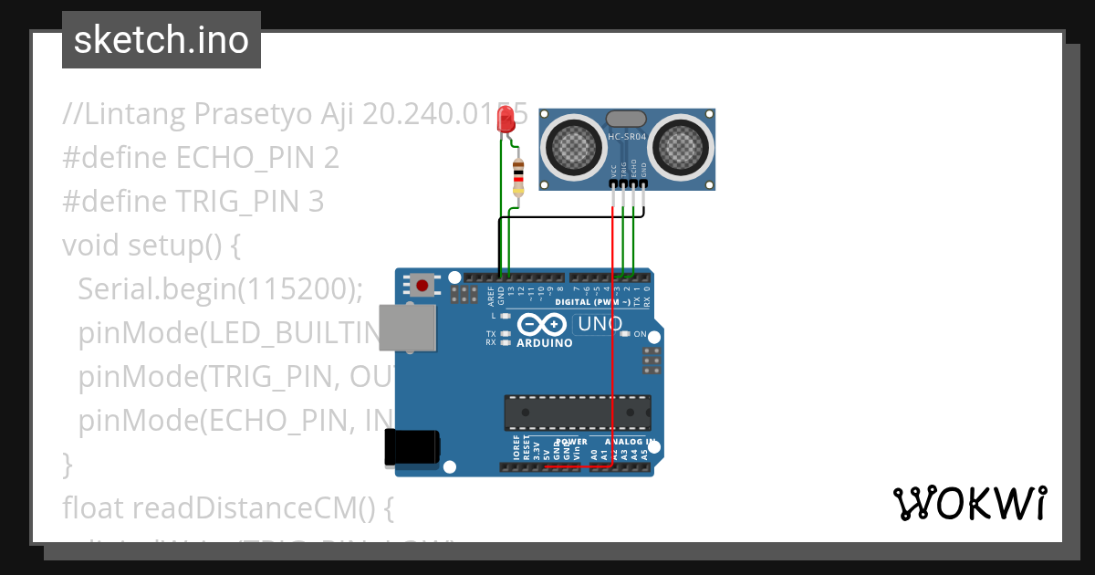 Ultrasonic sensor & arduino UAS_20.240.0156_Rakhmat Hidayat copy - Wokwi ESP32, STM32, Arduino ...