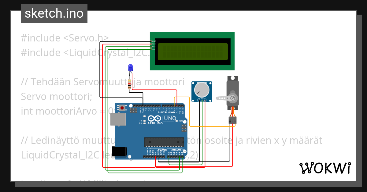 Servo controller harjoitus - Wokwi ESP32, STM32, Arduino Simulator