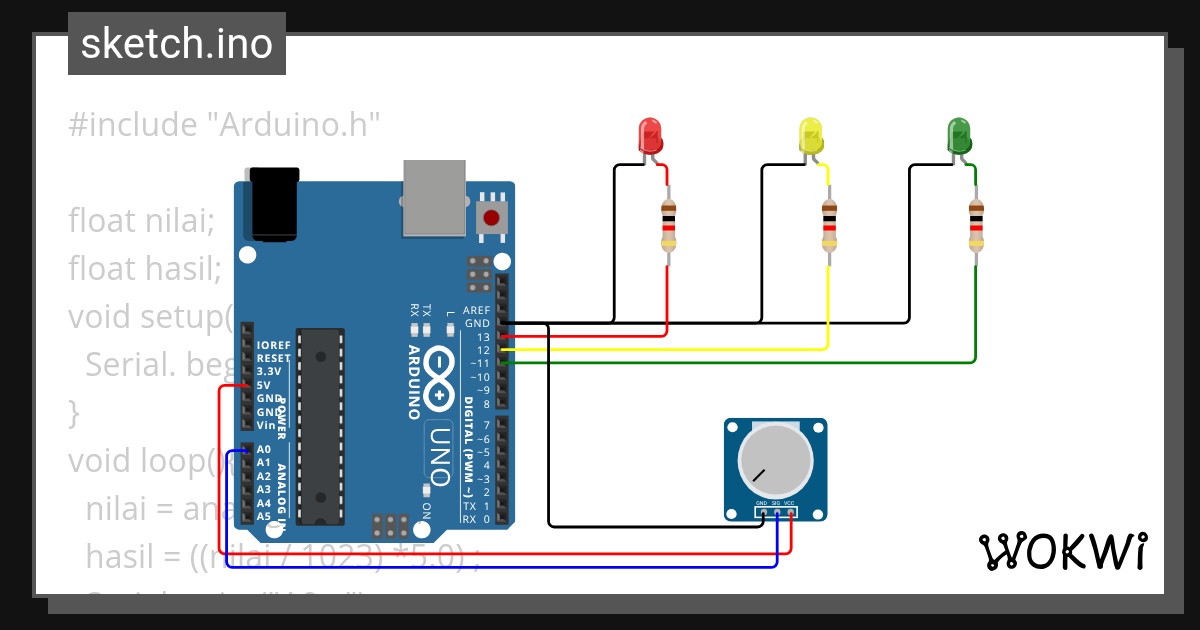 Led Dan Potensiometer Wokwi Esp32 Stm32 Arduino Simulator