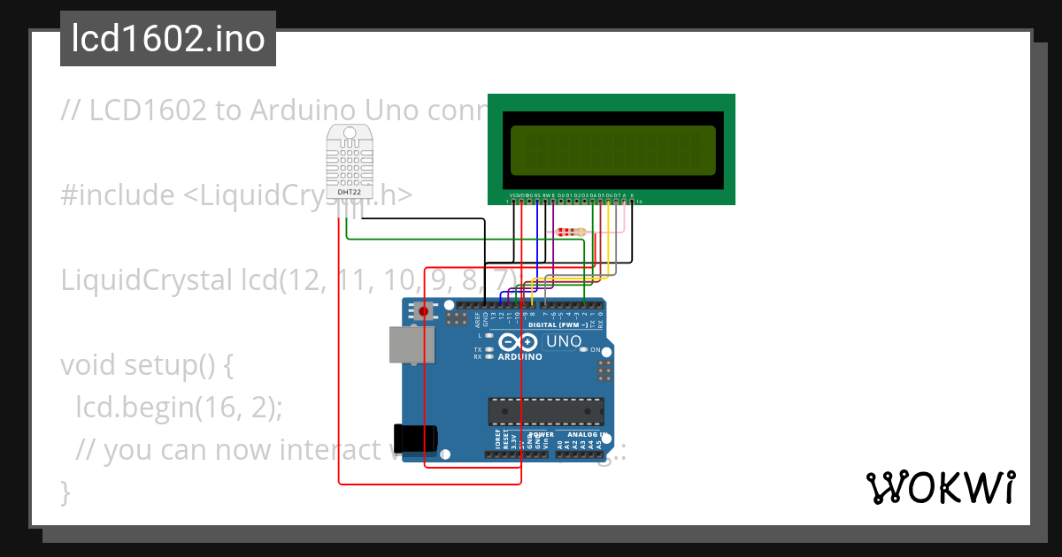 lcd1602.ino - Wokwi ESP32, STM32, Arduino Simulator