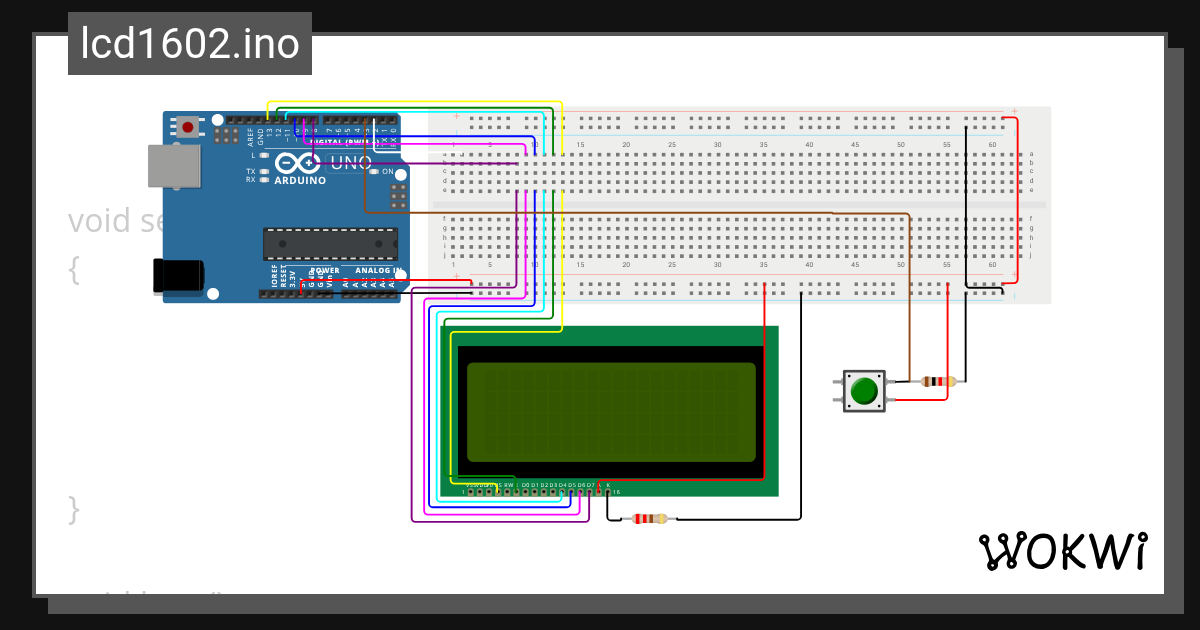 lcd1602.ino - Wokwi ESP32, STM32, Arduino Simulator