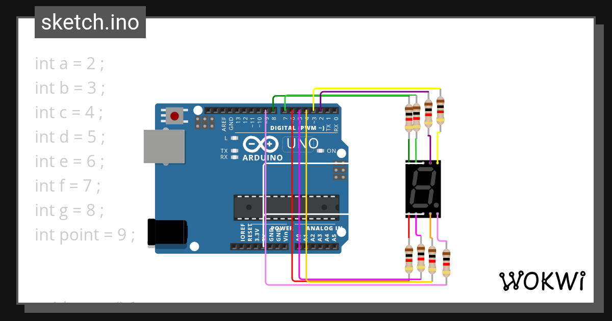 Seven Segment display 63-20 - Wokwi ESP32, STM32, Arduino Simulator