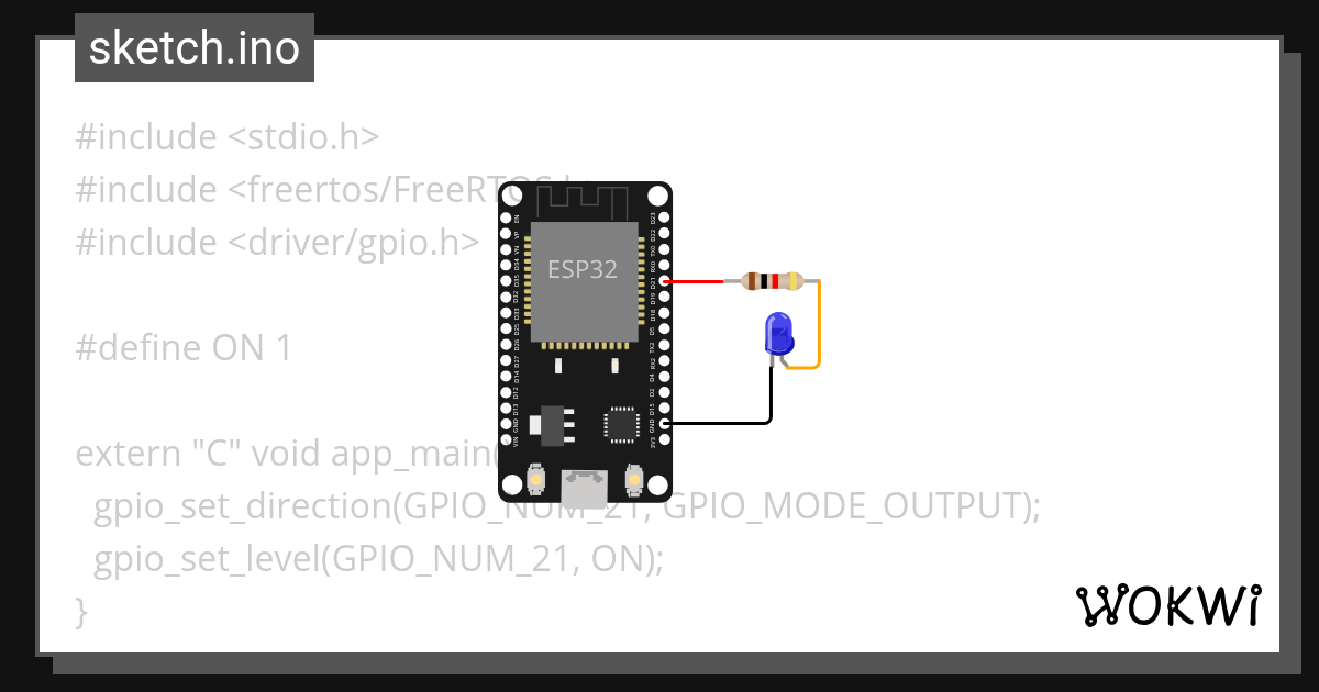 Digital Output (LED ON/OFF) - Wokwi ESP32, STM32, Arduino Simulator