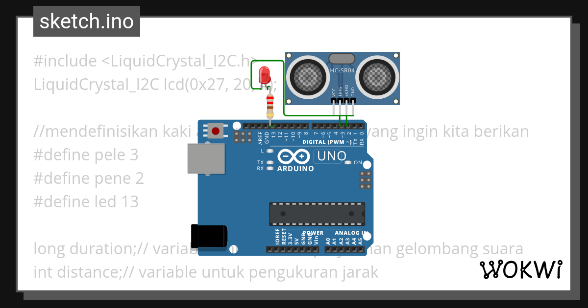 Sensor Jarak Lengkap Led Wokwi Esp32 Stm32 Arduino Simulator