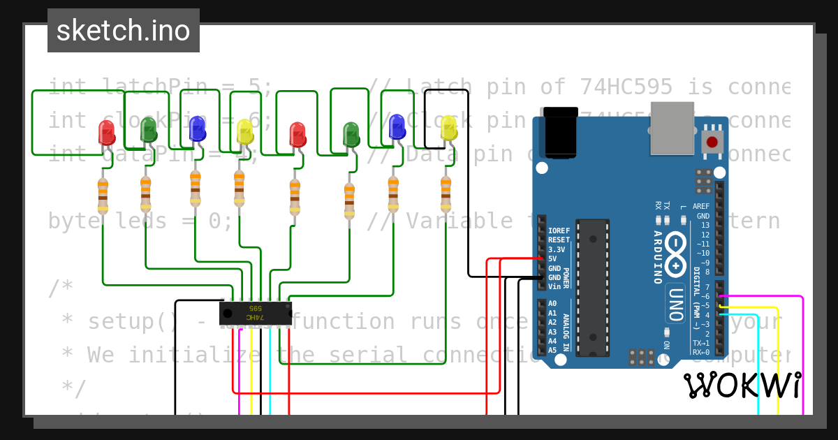 Shift Register 74hc595 Ignition Four Cylinder Wokwi Esp32 Stm32 Arduino Simulator