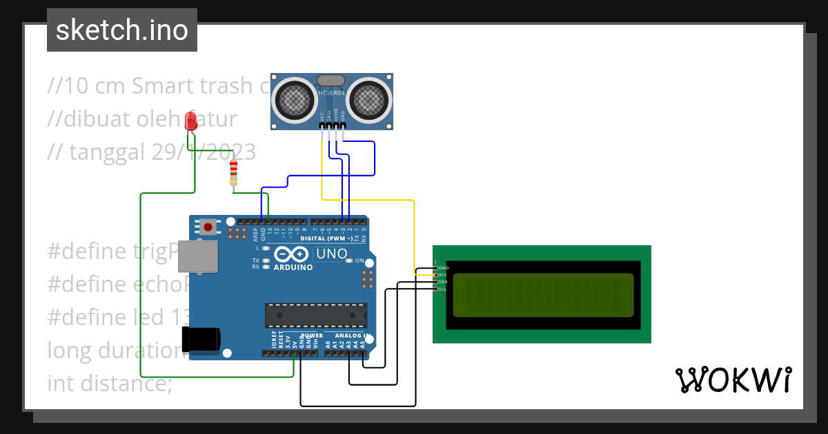 10 cm Smart Trash can - Wokwi ESP32, STM32, Arduino Simulator