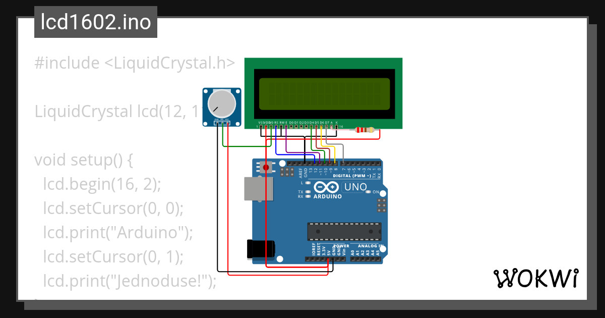 lcd1602.ino - Wokwi ESP32, STM32, Arduino Simulator
