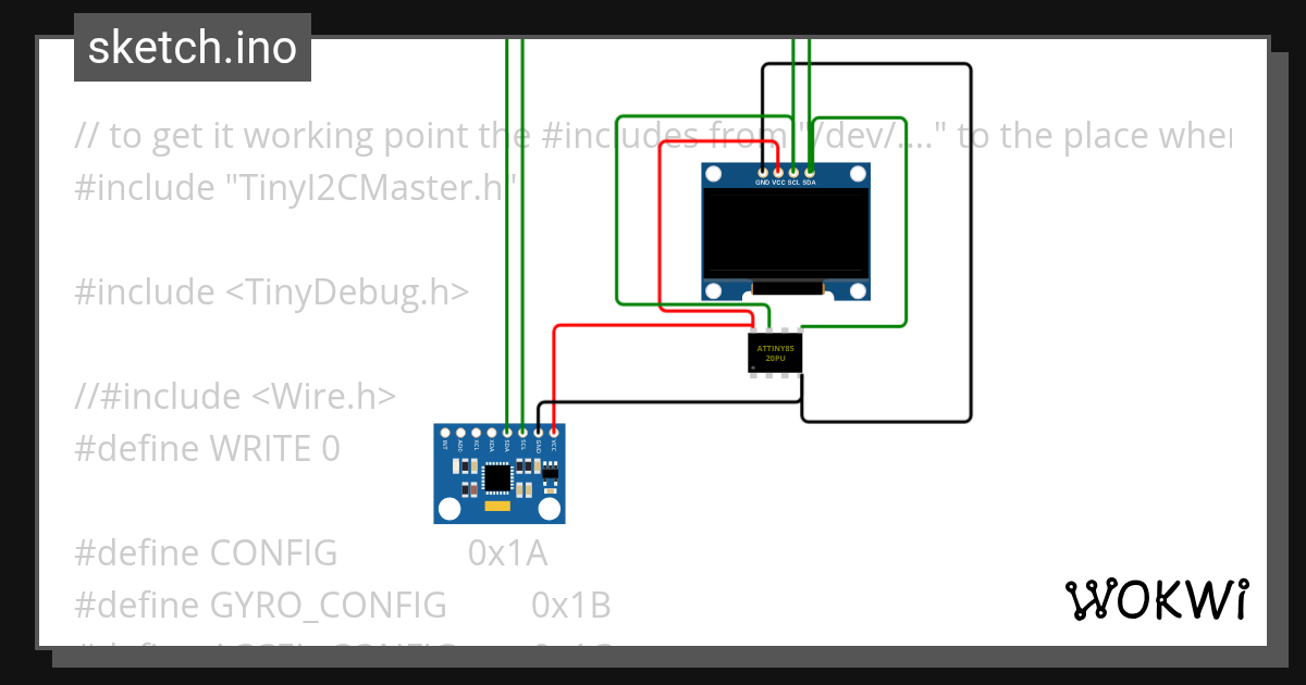 TILTW ATTINY85 TINYI2C MPU KALMAN - Wokwi ESP32, STM32, Arduino Simulator