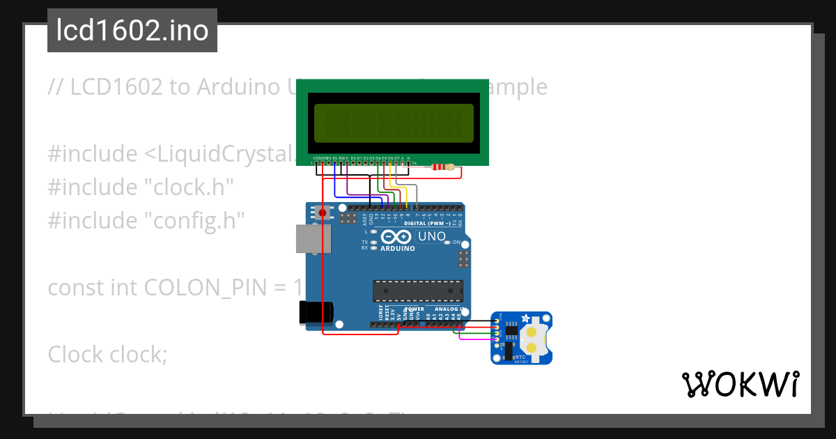 lcd1602.ino - Wokwi ESP32, STM32, Arduino Simulator