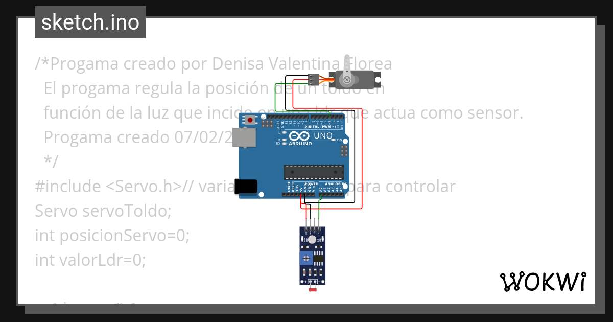 FLOREA VALENTINA DENISA TOLDO SERVO LDR - Wokwi ESP32, STM32, Arduino Simulator