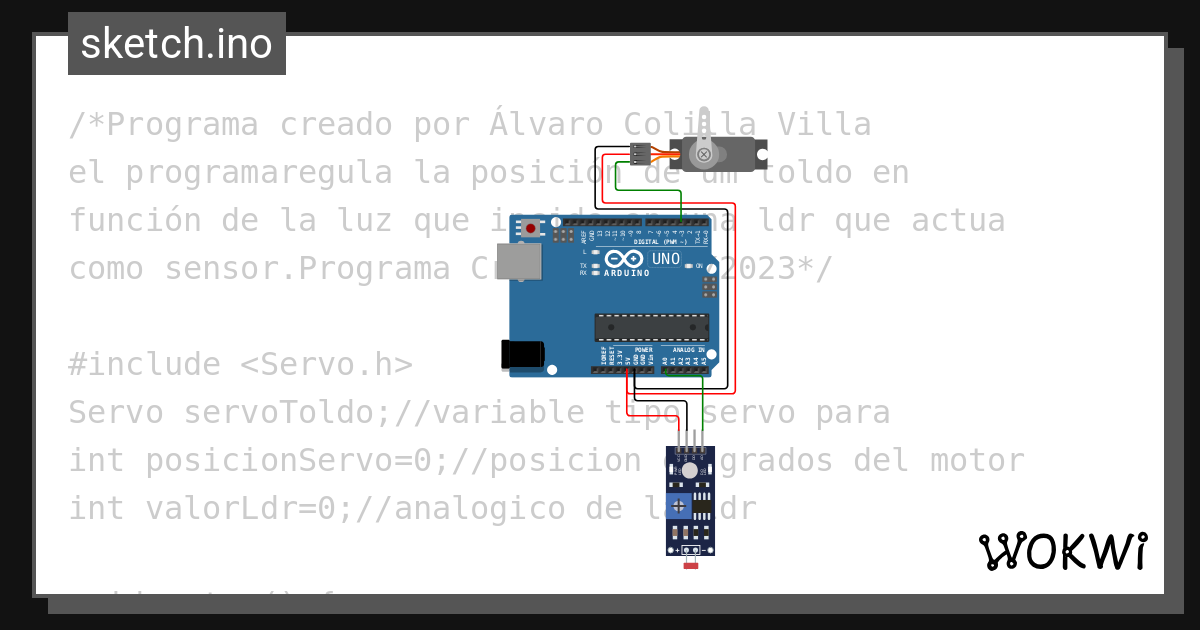 Colilla Villa Álvaro Toldo Servo Ldr Wokwi Esp32 Stm32 Arduino Simulator 8888