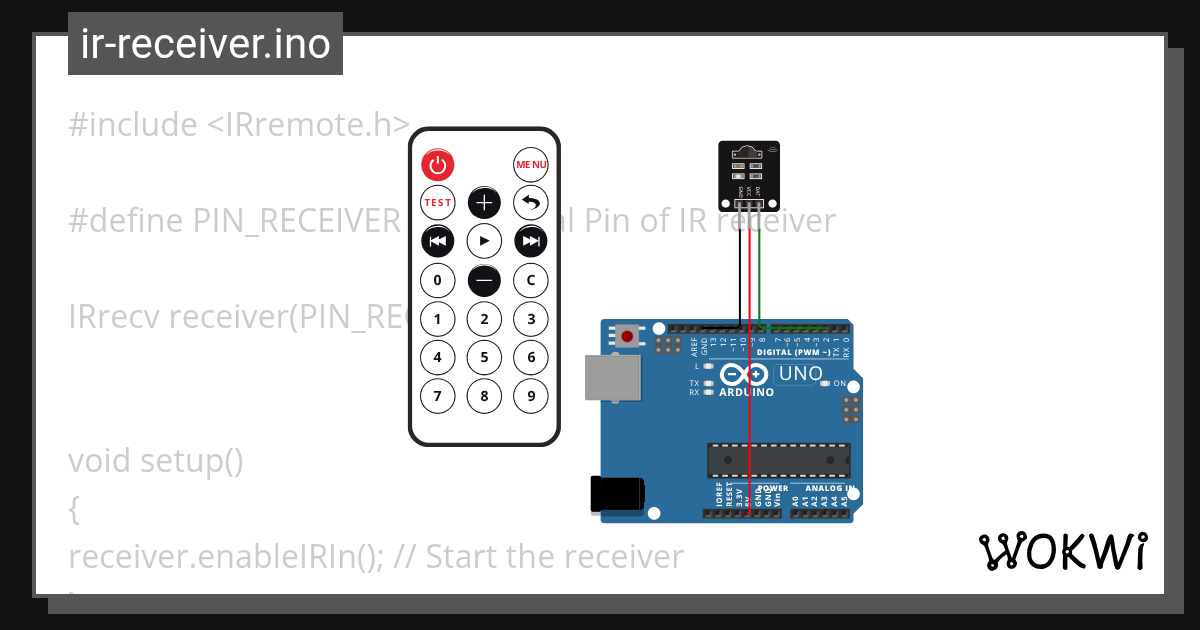 ir-receiver.ino - Wokwi ESP32, STM32, Arduino Simulator
