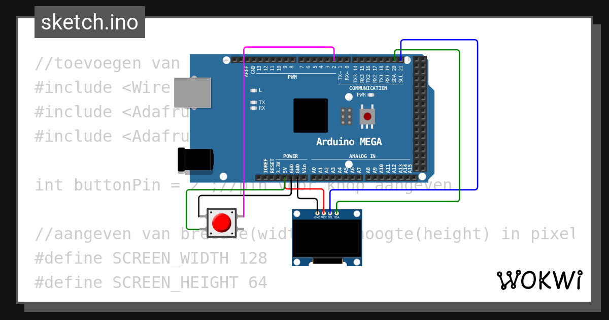 Oledscherm Met Knop Wokwi Esp32 Stm32 Arduino Simulator 9810