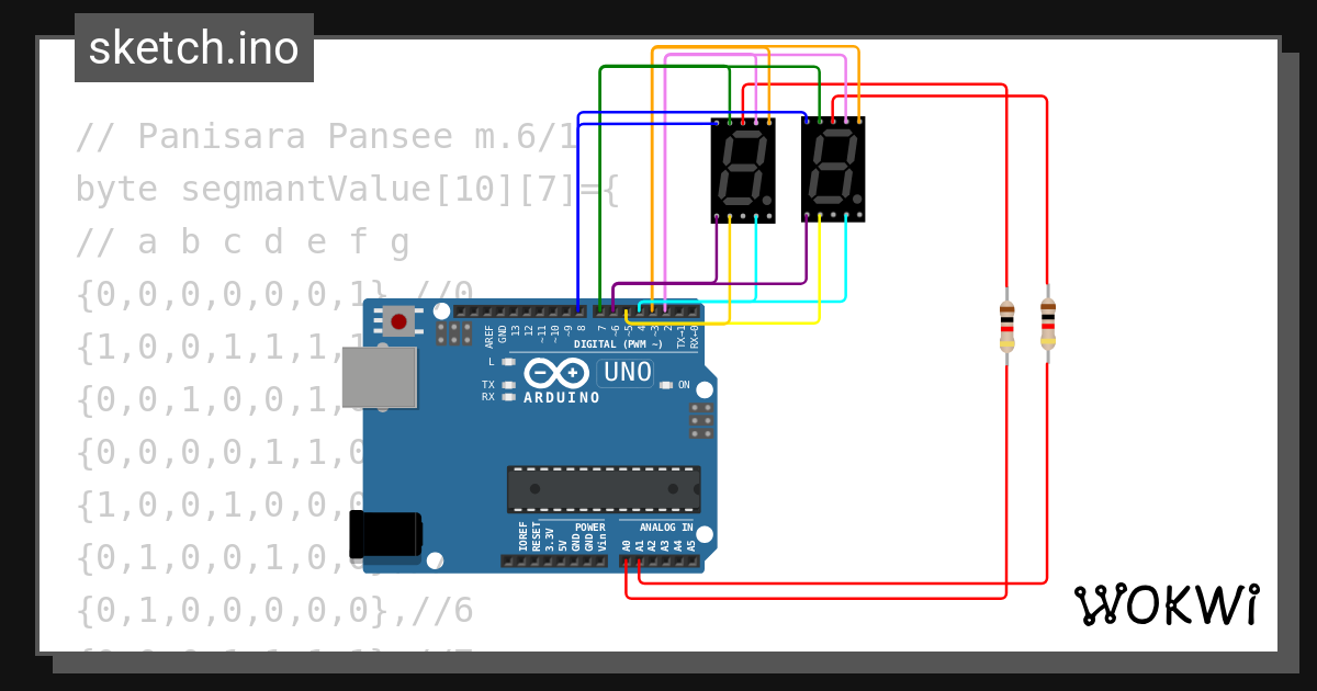 M61 Led 2digit Wokwi Esp32 Stm32 Arduino Simulator